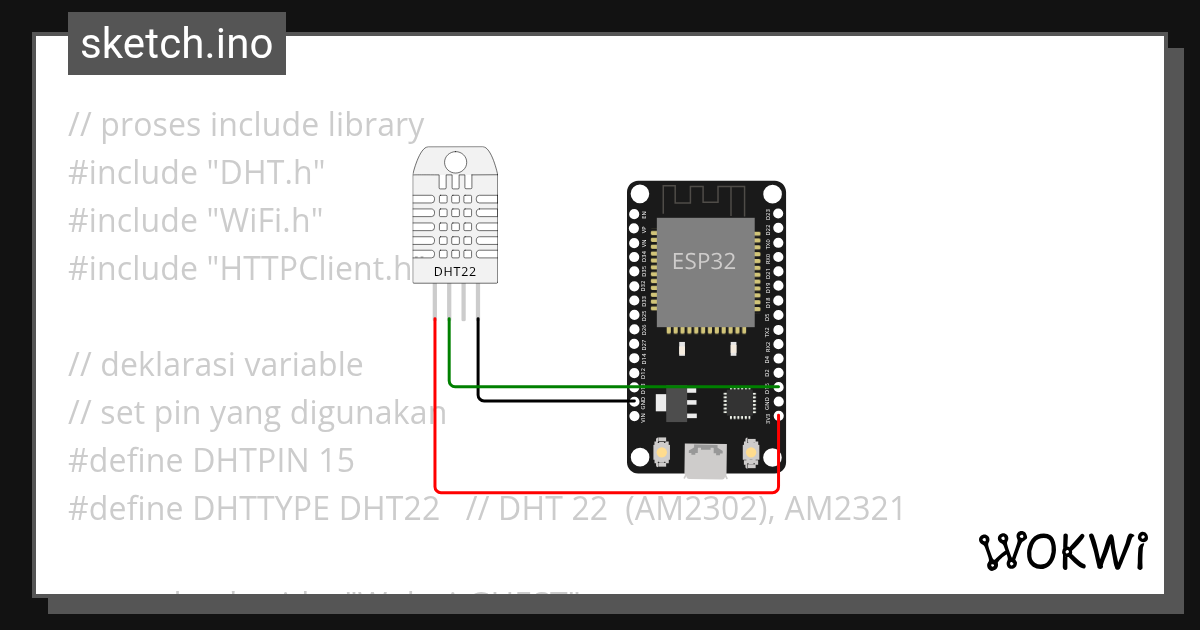 Edspert - Pelatihan 6 - Sesi 2 - Send DHT22 - Wokwi ESP32, STM32, Arduino Simulator