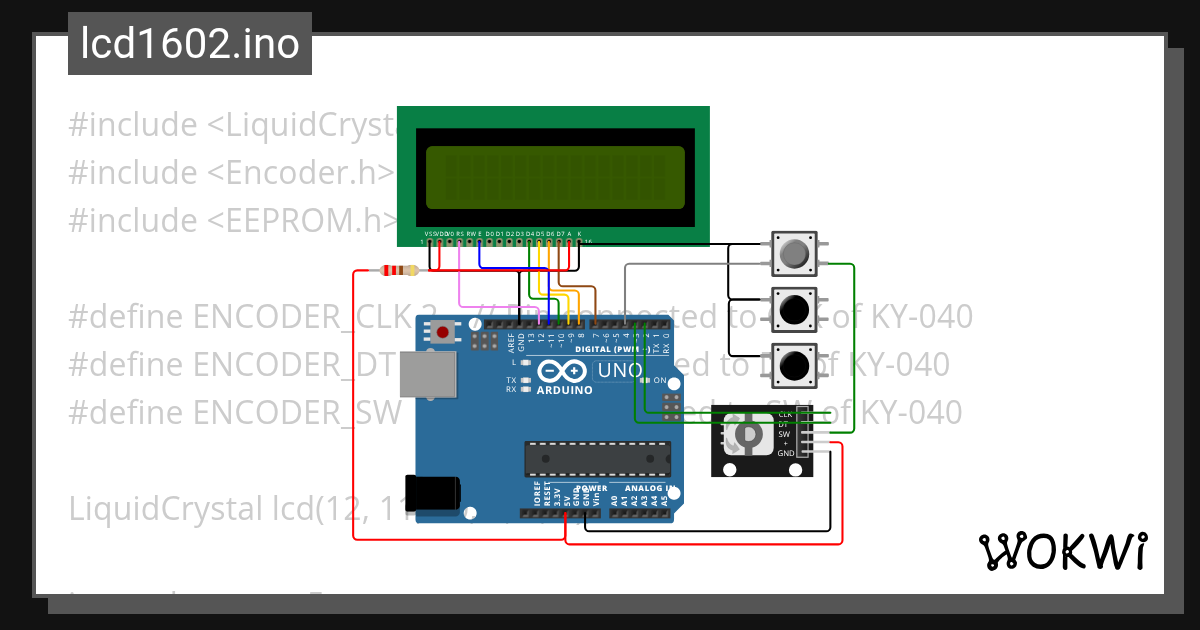 lcd1602.ino - Wokwi ESP32, STM32, Arduino Simulator