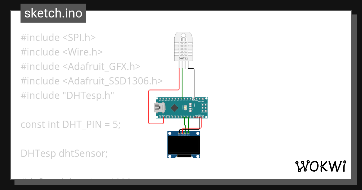 Temp Sensor OLED - Wokwi ESP32, STM32, Arduino Simulator