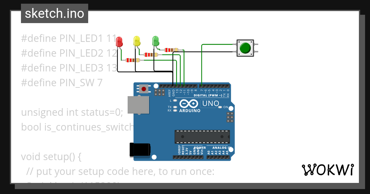 Led Push Button Multi - Wokwi ESP32, STM32, Arduino Simulator