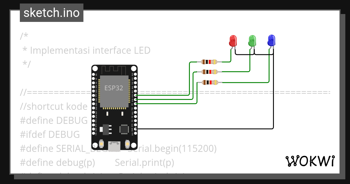 Implementasi interface LED.ino - Wokwi ESP32, STM32, Arduino Simulator