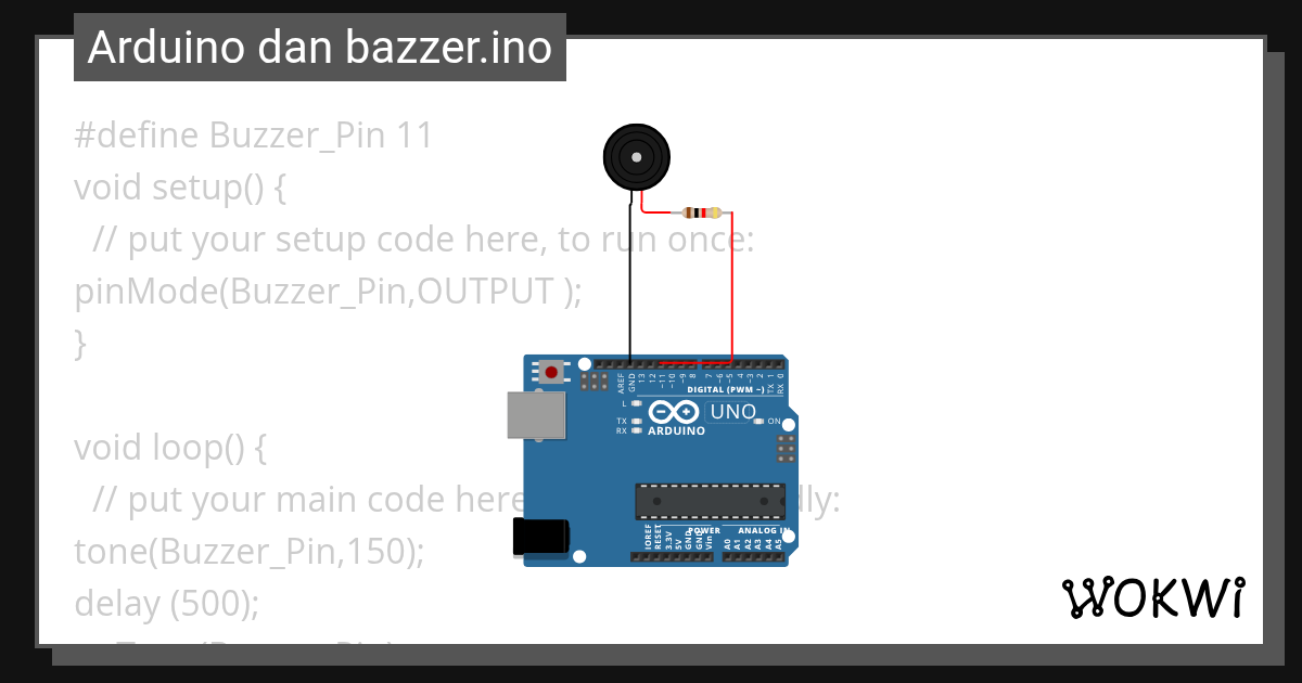 Arduino dan bazzer.ino - Wokwi ESP32, STM32, Arduino Simulator