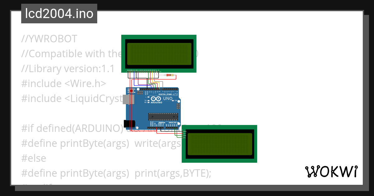 lcd2004.ino - Wokwi ESP32, STM32, Arduino Simulator