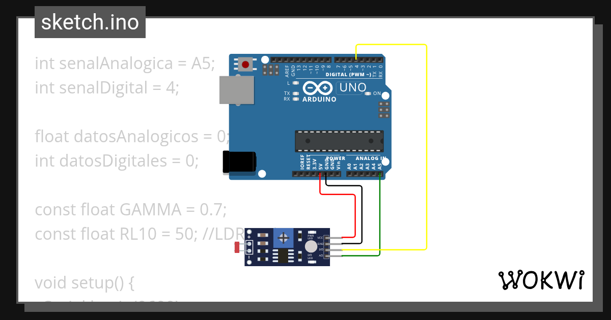 SensorLDR.ino - Wokwi ESP32, STM32, Arduino Simulator
