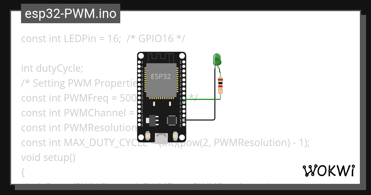 esp32-PWM.ino - Wokwi ESP32, STM32, Arduino Simulator