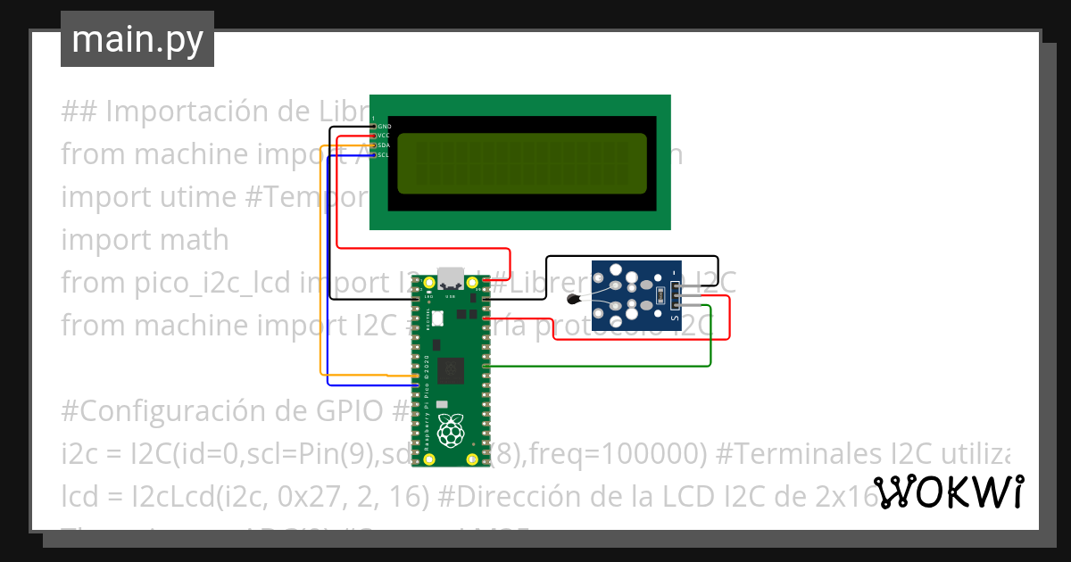 Termistor LCD I2C - Wokwi ESP32, STM32, Arduino Simulator