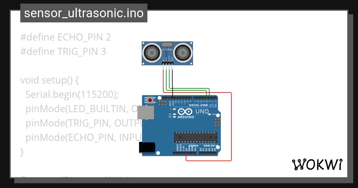 sensor_ultrasonic.ino - Wokwi ESP32, STM32, Arduino Simulator