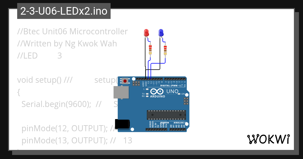 2-3-U06-LEDx2.ino - Wokwi ESP32, STM32, Arduino Simulator