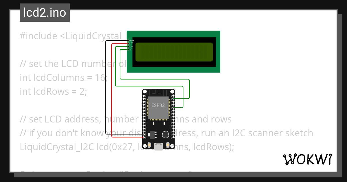 lcd2.ino - Wokwi ESP32, STM32, Arduino Simulator
