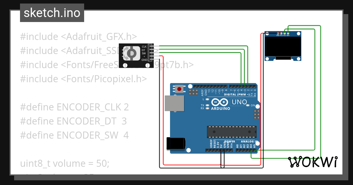 Rotary Encoder Oled A Uno Wokwi Esp32 Stm32 Arduino Simulator 