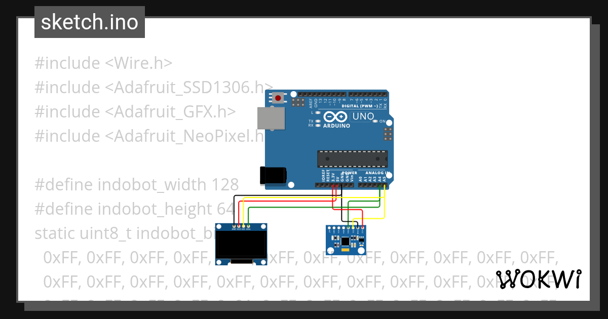 SENSOR GYROSCOPE-OLED CHALLENGE - Wokwi ESP32, STM32, Arduino Simulator