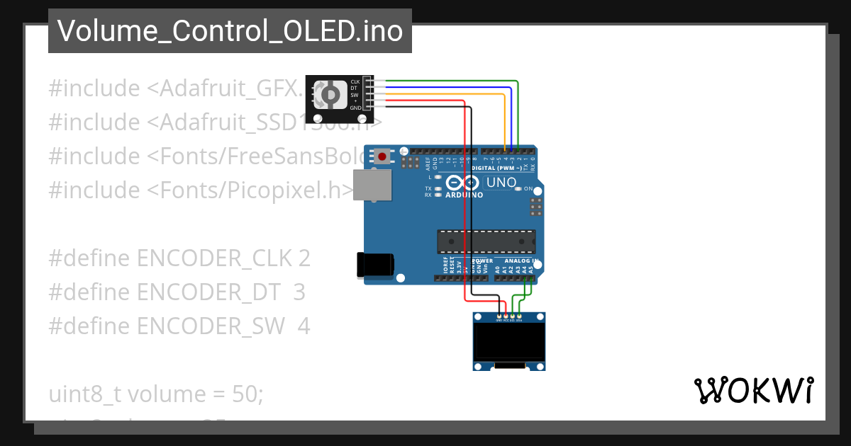 Volume_Control_OLED.ino - Wokwi ESP32, STM32, Arduino Simulator