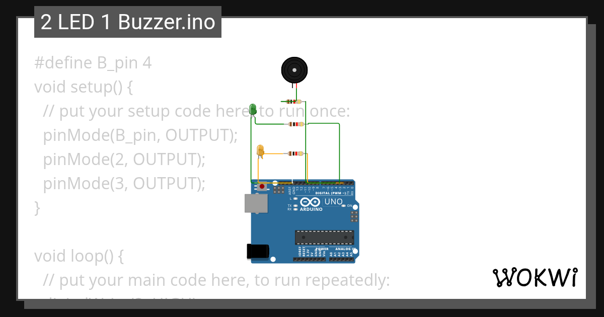 2 LED 1 Buzzer.ino - Wokwi ESP32, STM32, Arduino Simulator