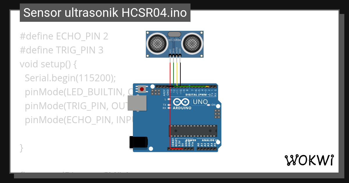 Sensor ultrasonik HCSR04.ino - Wokwi ESP32, STM32, Arduino Simulator