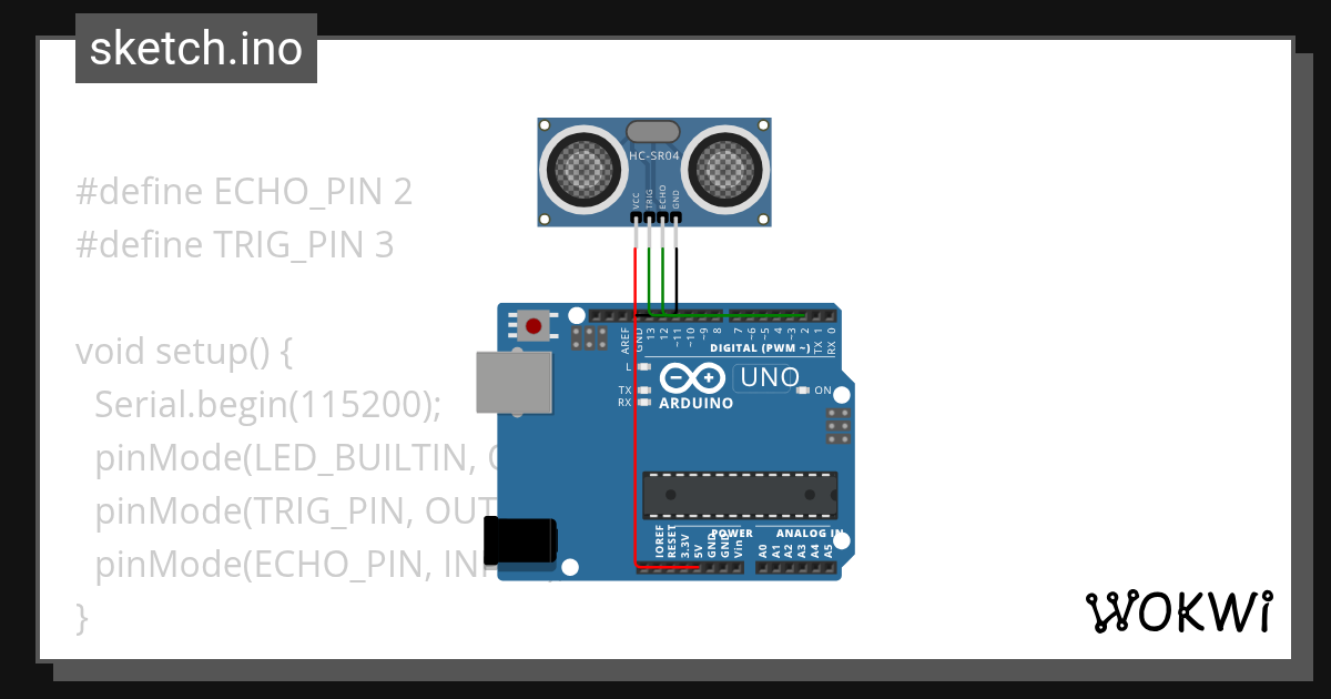 sensor ultrasonic - Wokwi ESP32, STM32, Arduino Simulator