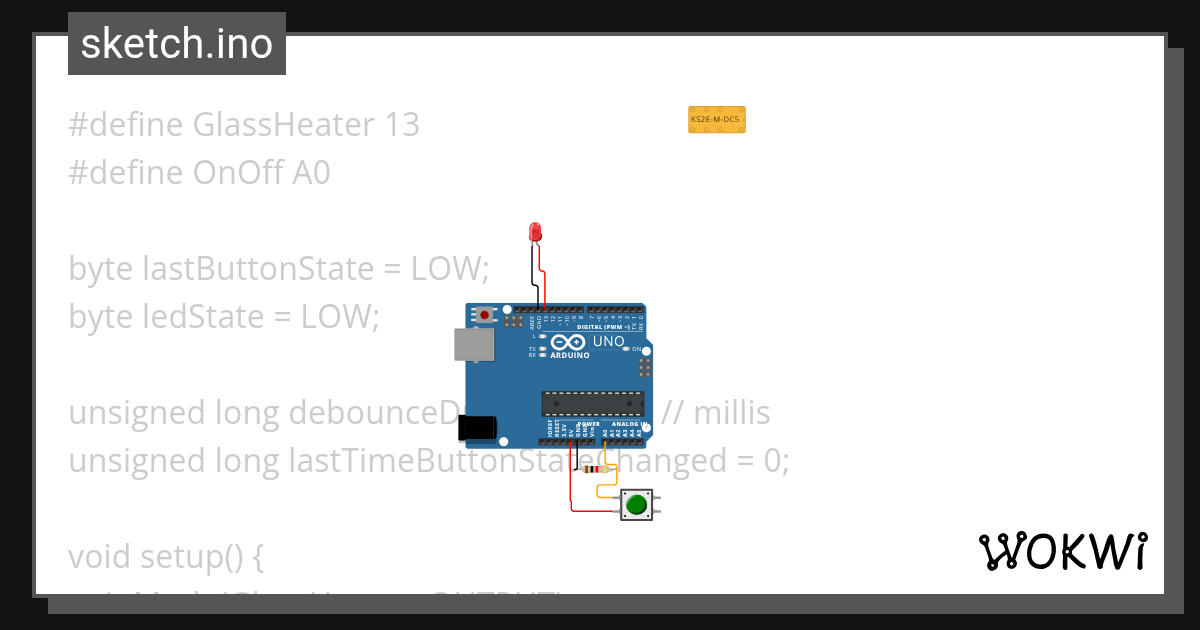 LED On & Off me nje buton - Wokwi ESP32, STM32, Arduino Simulator