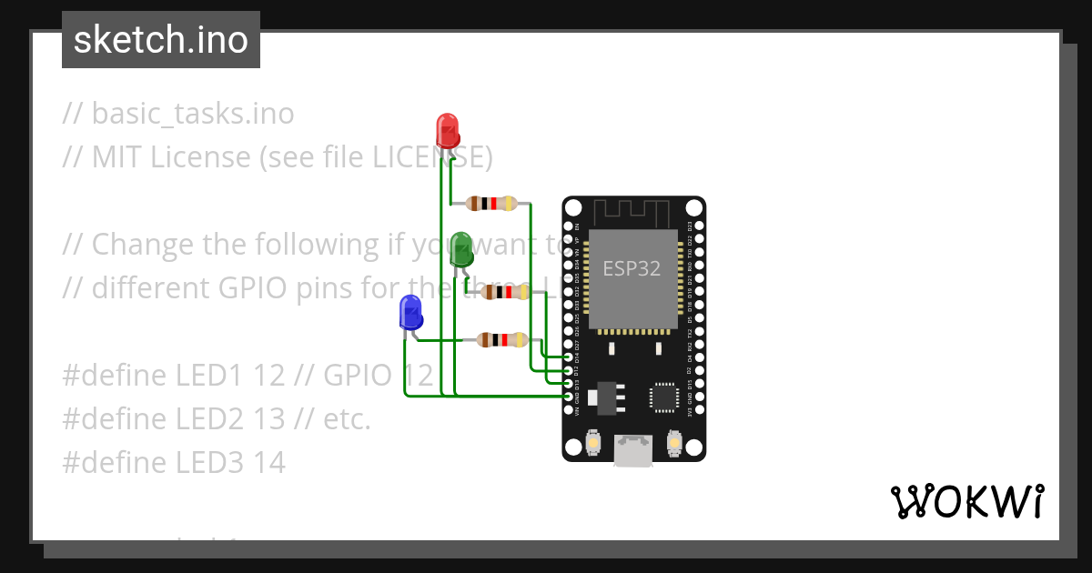 freeRtos 2.2 - Wokwi ESP32, STM32, Arduino Simulator