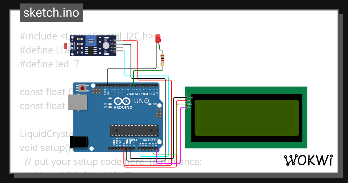 Sensor Cahayaldr Dengan Led Wokwi Esp32 Stm32 Arduino Simulator
