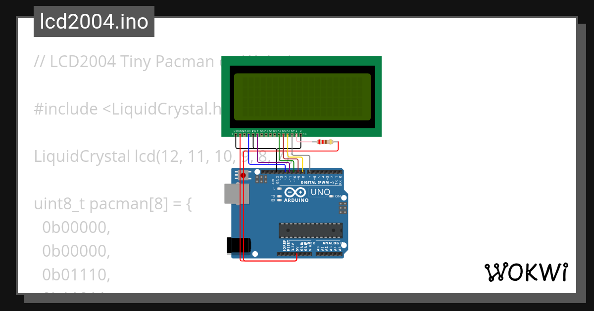 lcd2004.ino - Wokwi ESP32, STM32, Arduino Simulator