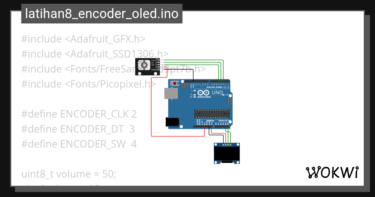 latihan8_encoder_oled.ino - Wokwi ESP32, STM32, Arduino Simulator