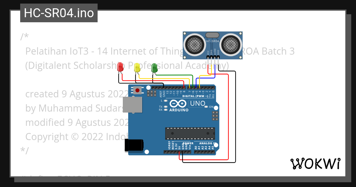 HC-SR04.ino - Wokwi ESP32, STM32, Arduino Simulator