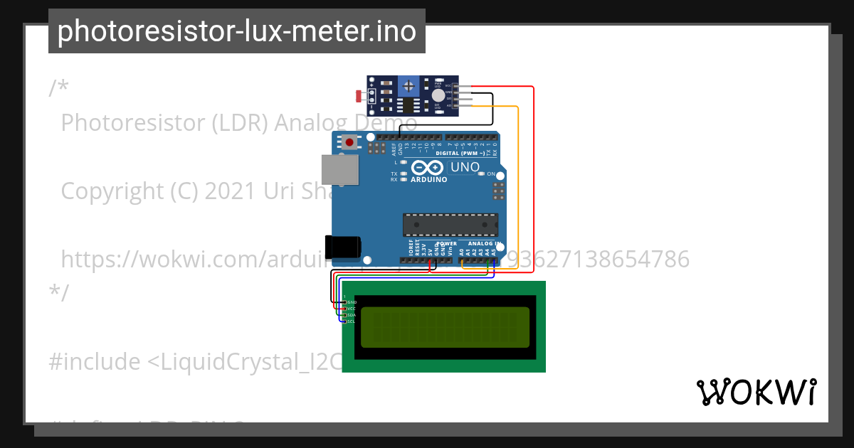 photoresistor-lux-meter.ino - Wokwi ESP32, STM32, Arduino Simulator