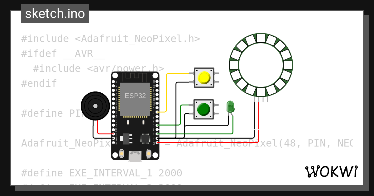 4 Buttons 1 Neopixel Ring Wokwi Esp32 Stm32 Arduino Simulator 0132