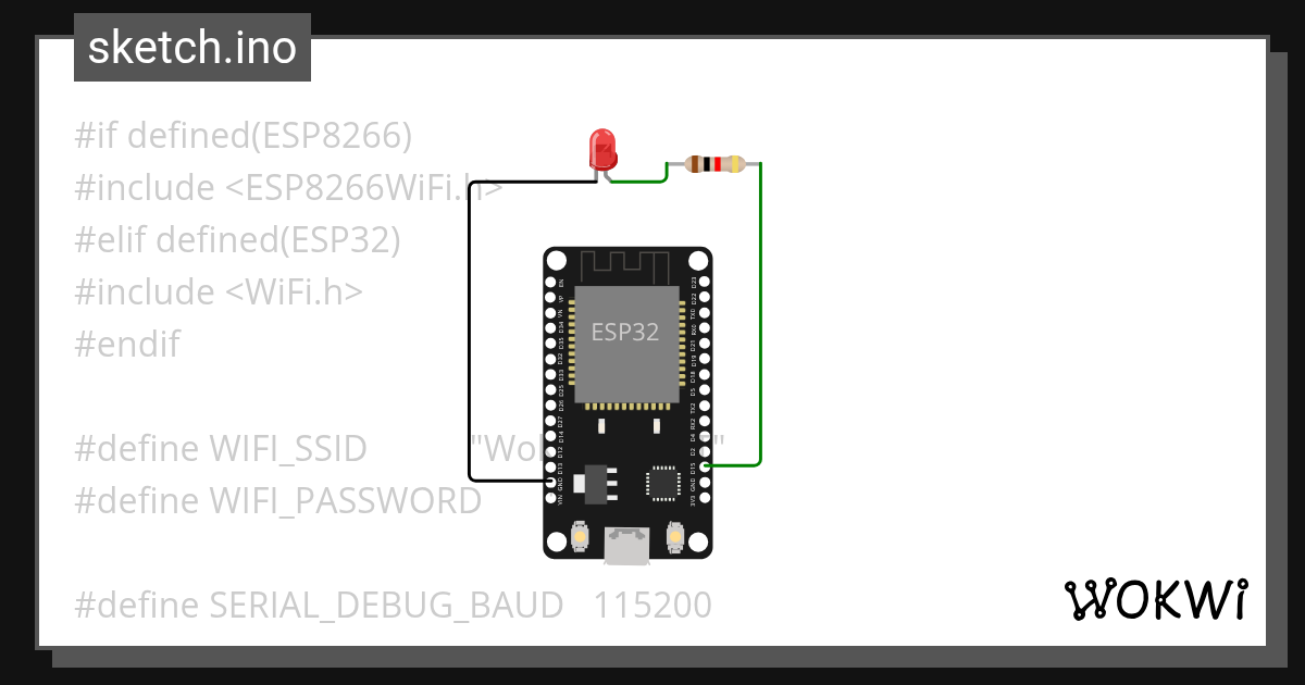 memulai koneksi dengan wifi - Wokwi ESP32, STM32, Arduino Simulator