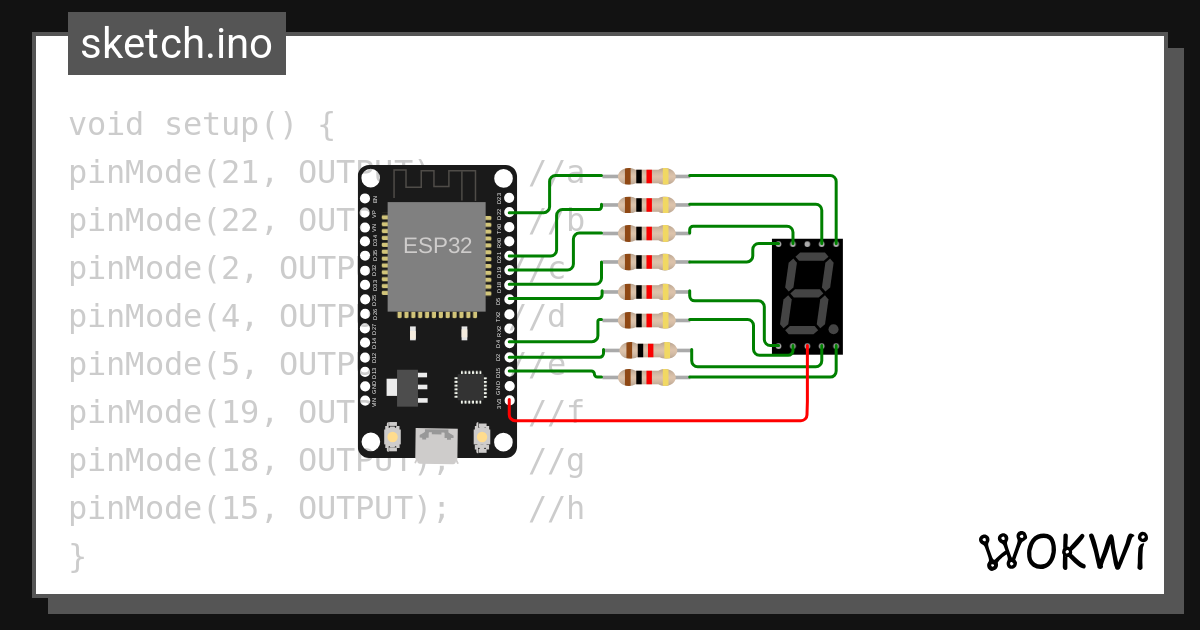 一位数码管显示 Wokwi Esp32 Stm32 Arduino Simulator 9918
