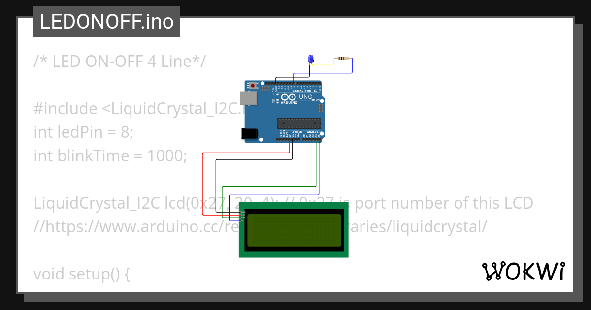 LEDONOFF4LINE.ino - Wokwi ESP32, STM32, Arduino Simulator