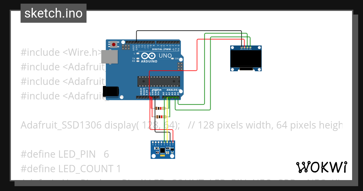 Contoh Indobot OLED - Wokwi ESP32, STM32, Arduino Simulator