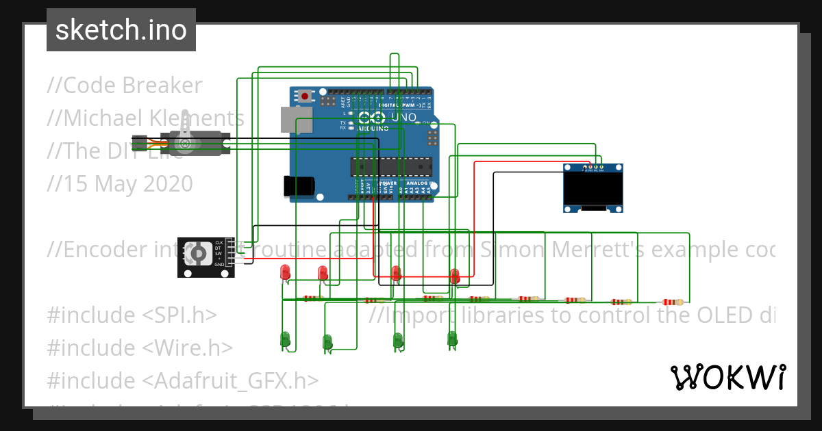 Crack the code - Wokwi Arduino and ESP32 Simulator