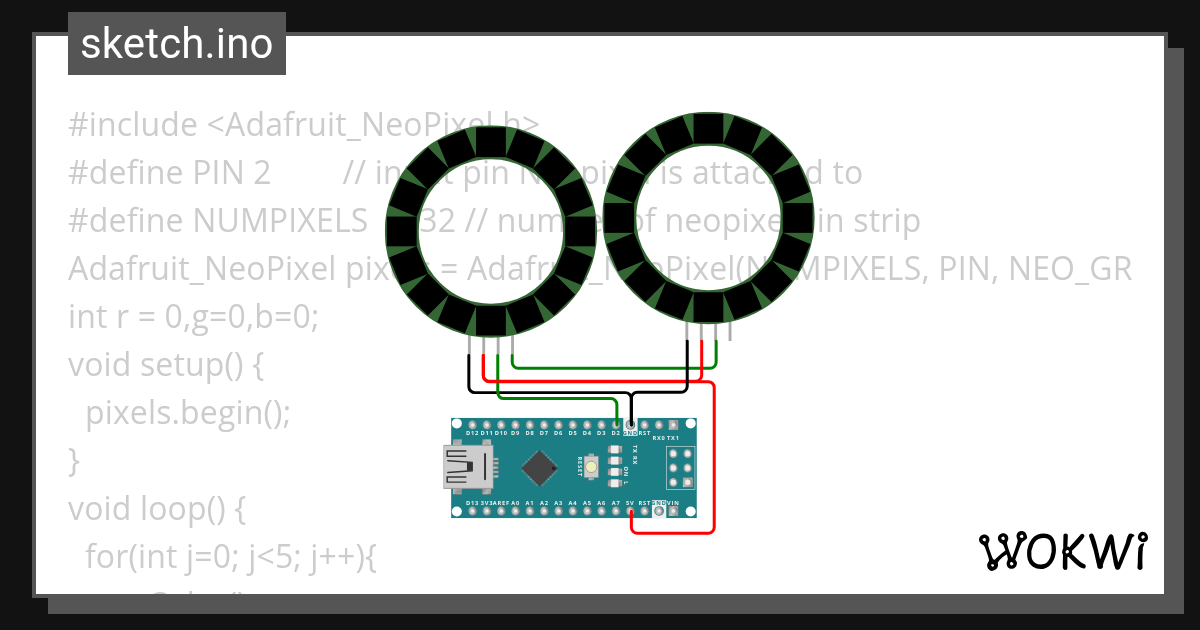 Pro 5 neopixel - Wokwi ESP32, STM32, Arduino Simulator