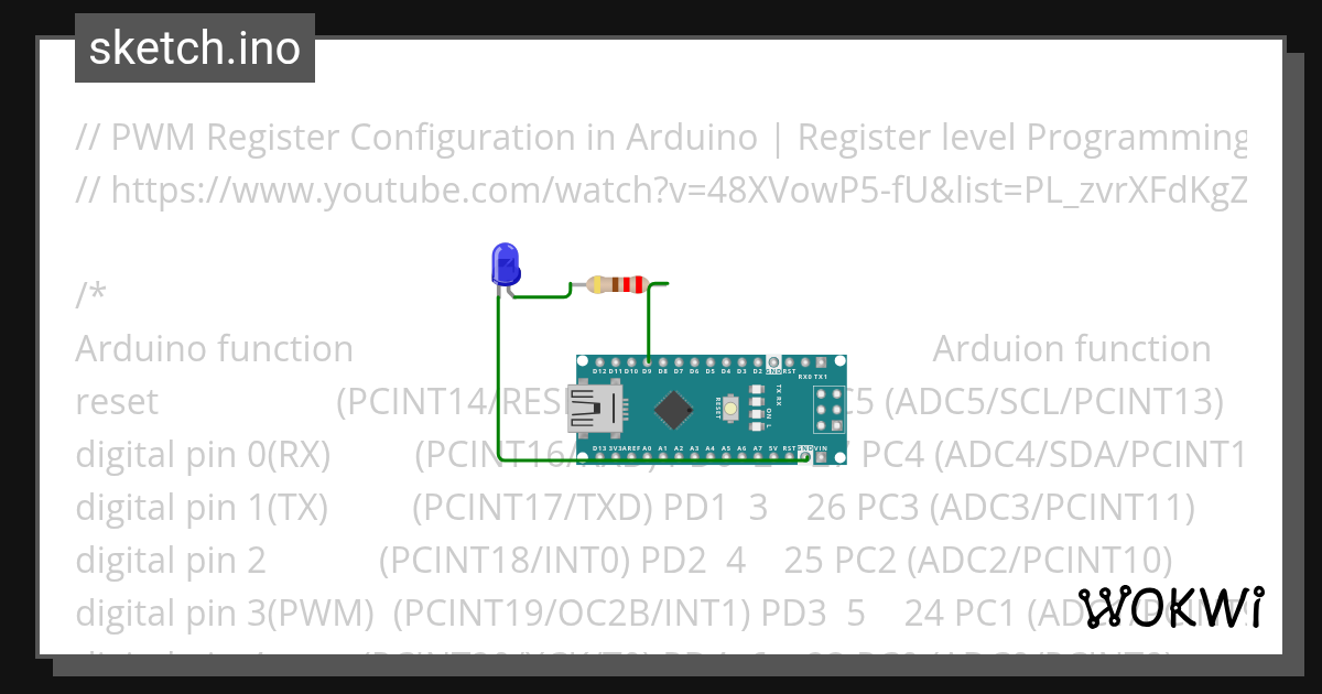 Arduino Register_PWM - Wokwi ESP32, STM32, Arduino Simulator