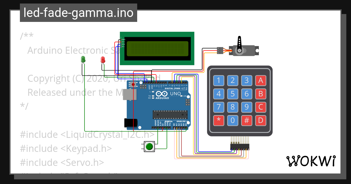 led-fade-gamma.ino - Wokwi ESP32, STM32, Arduino Simulator