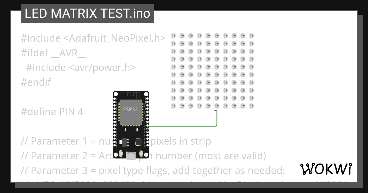 LED MATRIX_LED TESTING.ino - Wokwi ESP32, STM32, Arduino Simulator