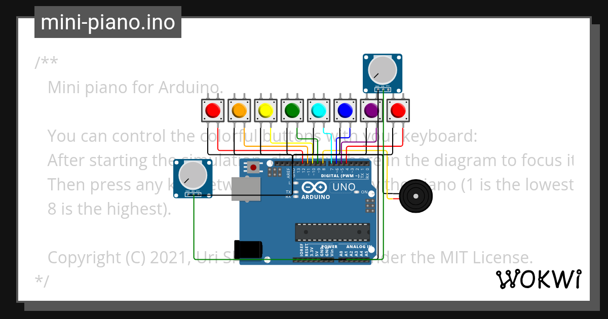 mini-piano.ino - Wokwi ESP32, STM32, Arduino Simulator