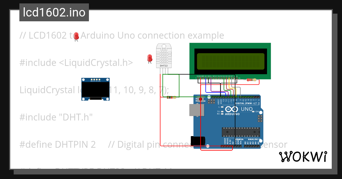 lcd1602.ino - Wokwi ESP32, STM32, Arduino Simulator
