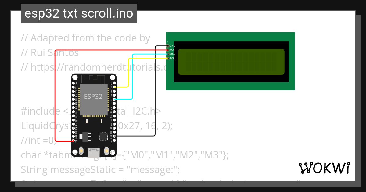 esp2 i2c scrool - Wokwi ESP32, STM32, Arduino Simulator