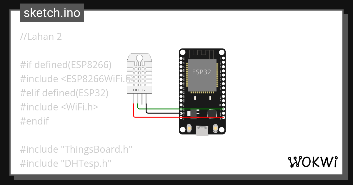 DHT22 Lahan 2 - Wokwi ESP32, STM32, Arduino Simulator