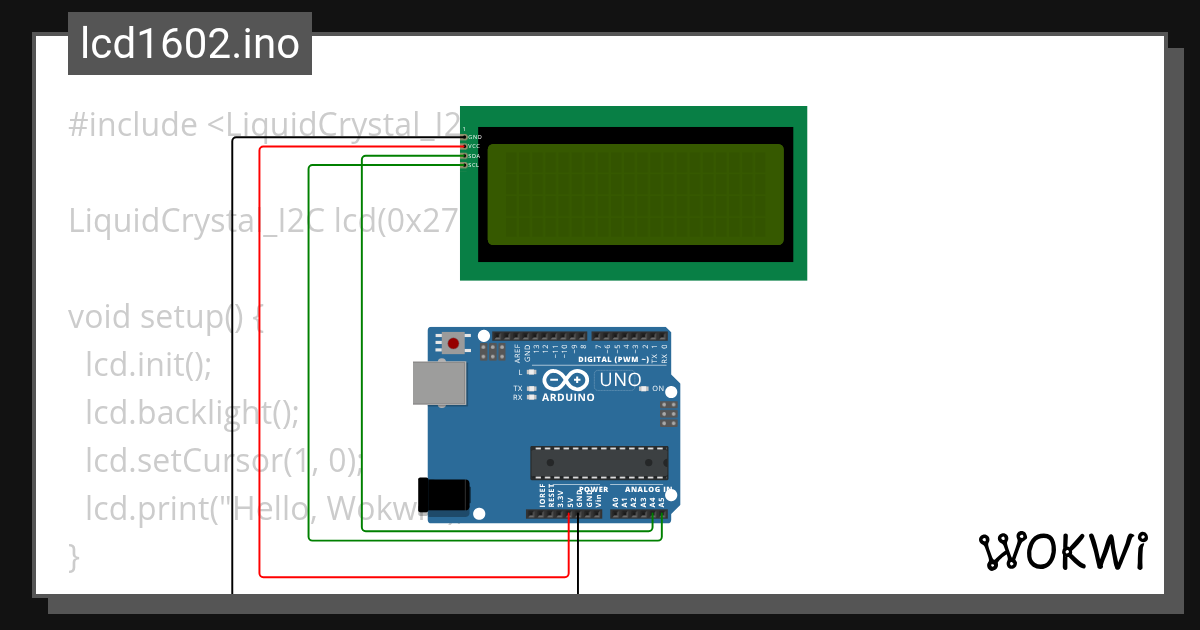 lcd1602.ino - Wokwi ESP32, STM32, Arduino Simulator