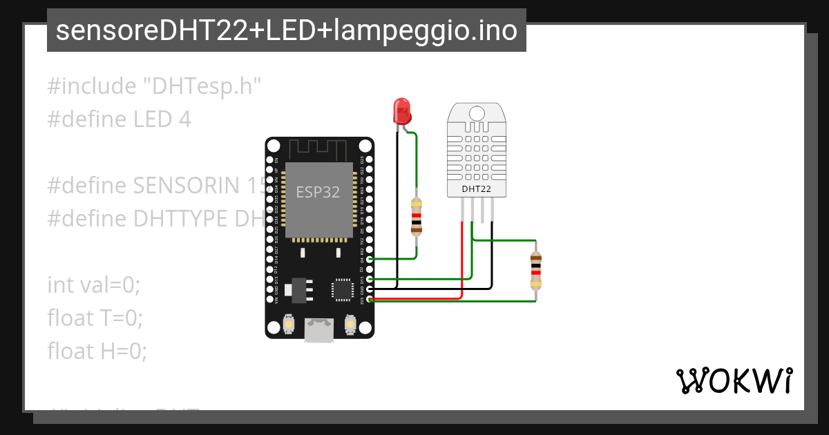 Sensore Temperatura e Umidità - Wokwi ESP32, STM32, Arduino Simulator