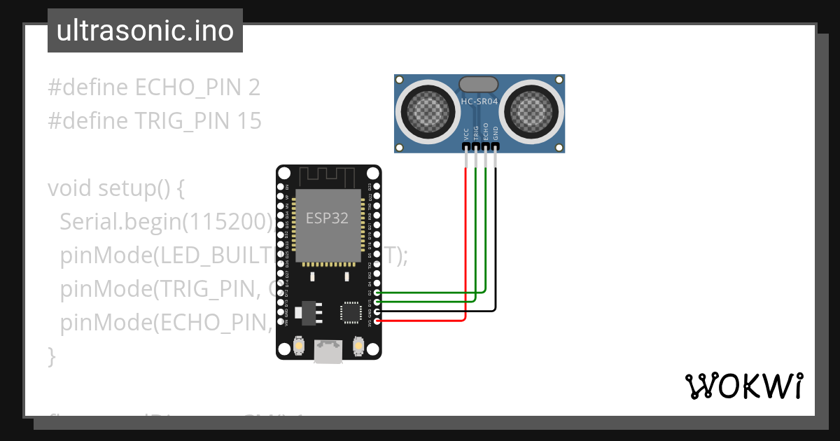 ultrasonic.ino - Wokwi ESP32, STM32, Arduino Simulator
