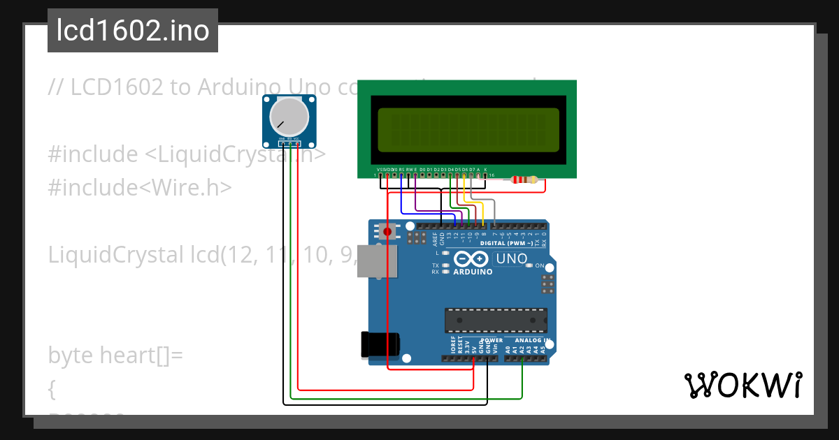 lcd1602.ino - Wokwi ESP32, STM32, Arduino Simulator