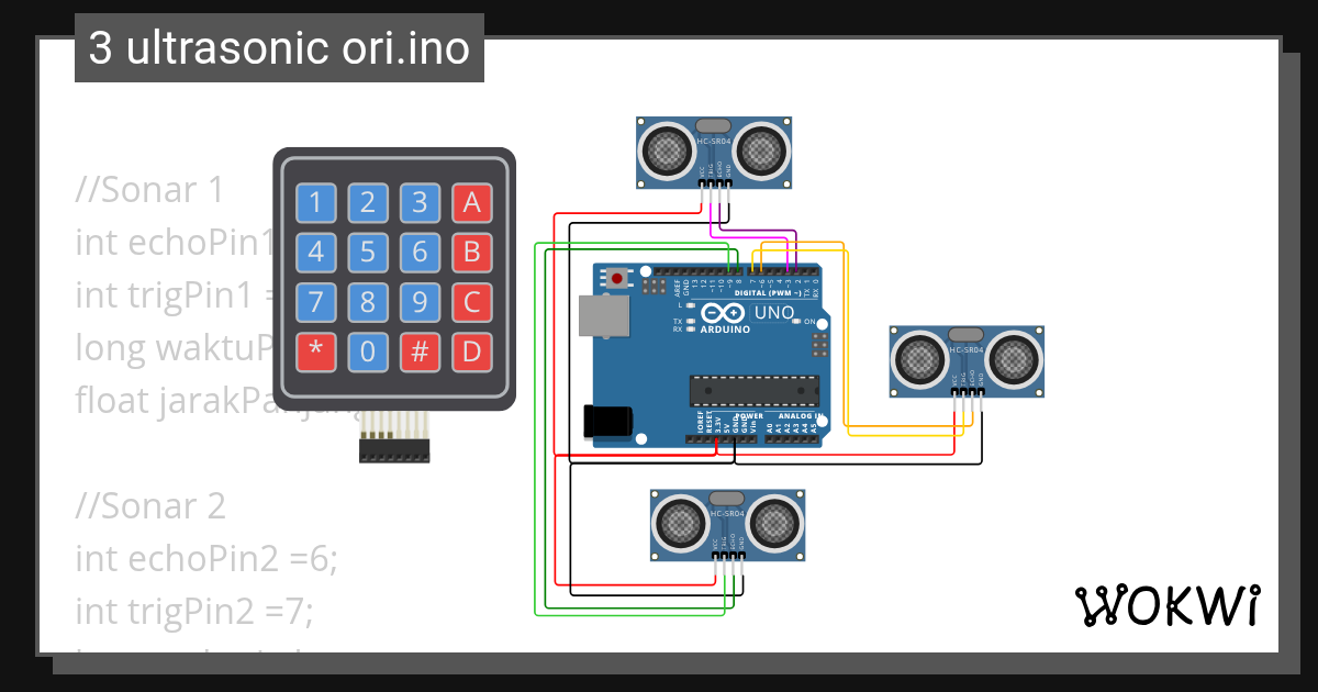 3 ultrasonic ori.ino - Wokwi ESP32, STM32, Arduino Simulator