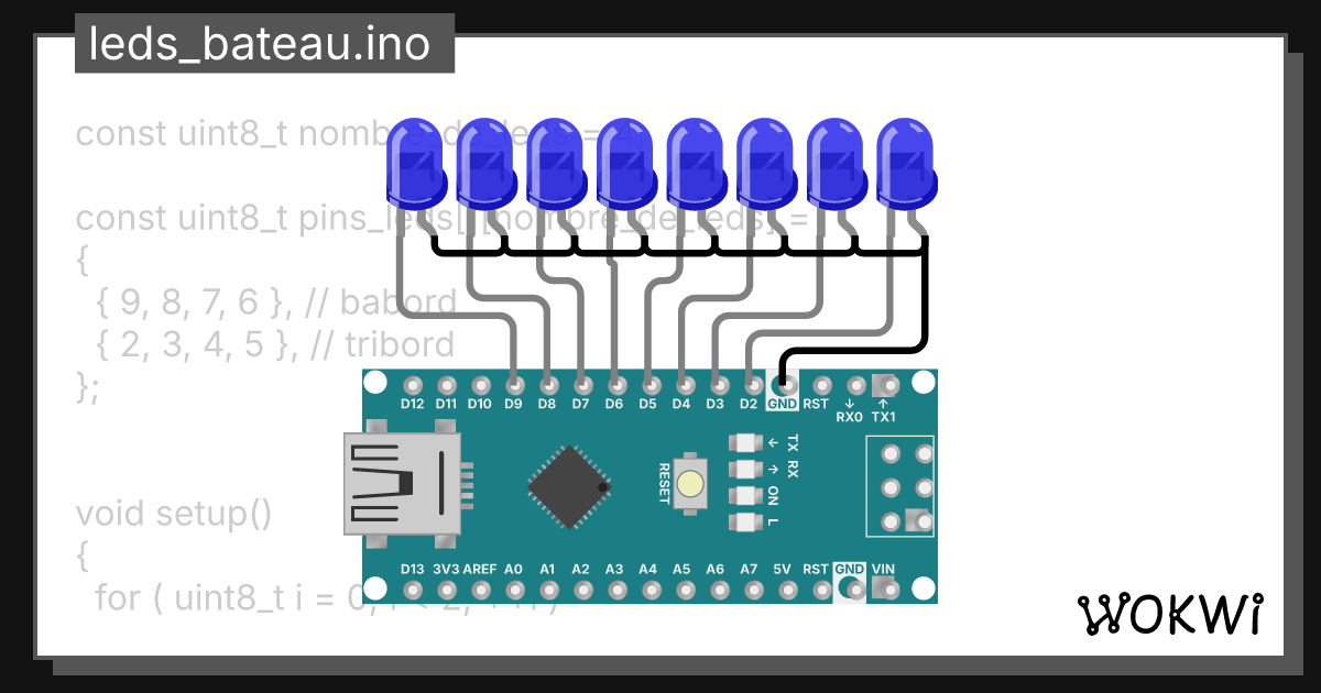 leds_bateau.ino - Wokwi ESP32, STM32, Arduino Simulator