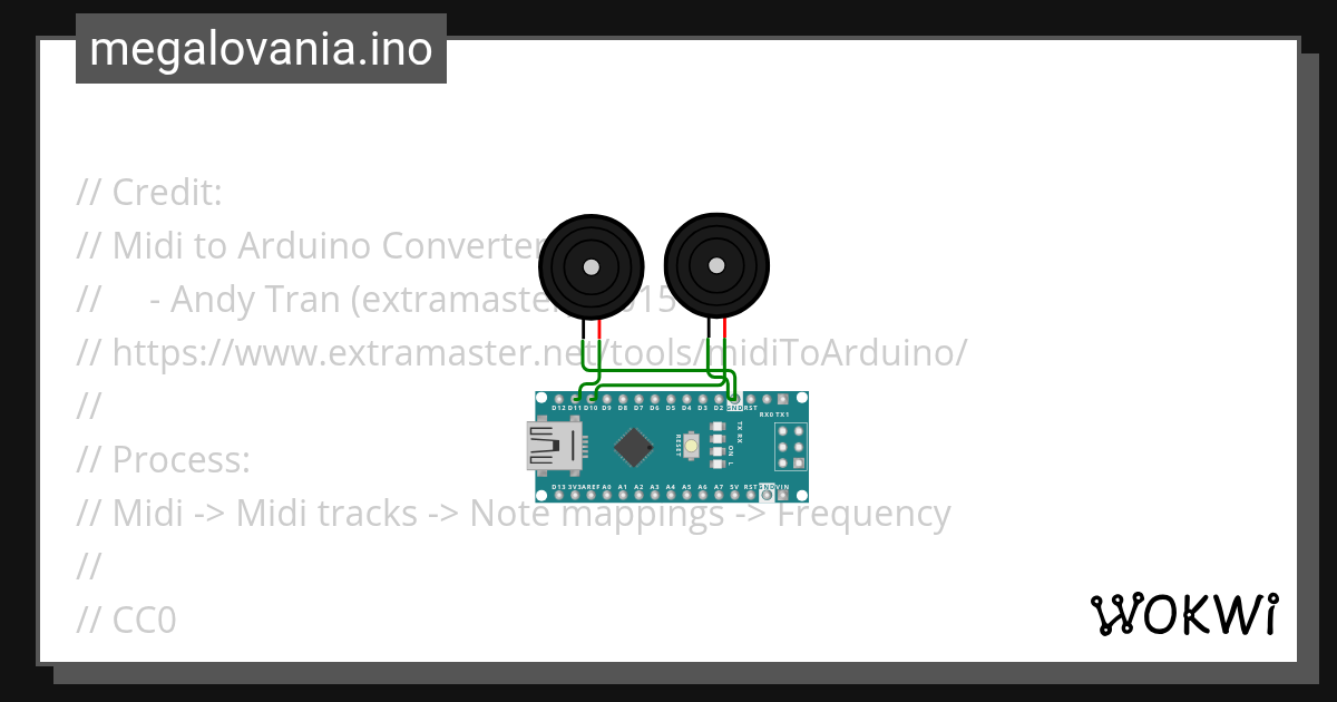 megalovania.ino - Wokwi ESP32, STM32, Arduino Simulator