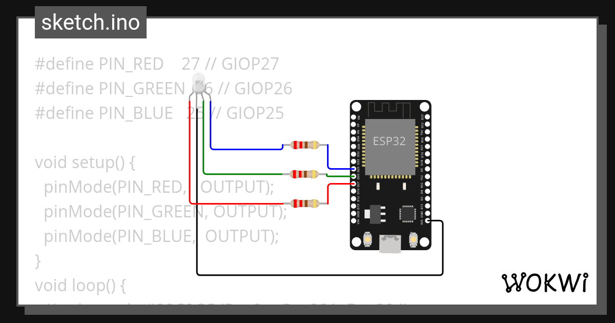 RGB-LED blinking - Wokwi ESP32, STM32, Arduino Simulator