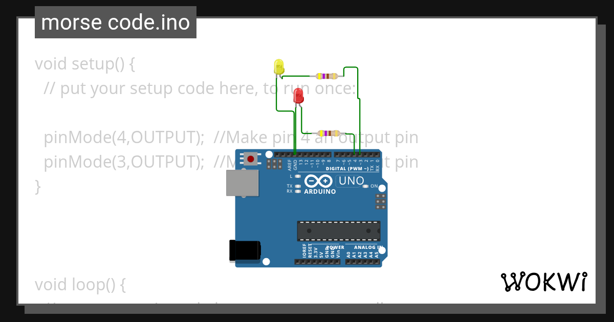 morse code.ino - Wokwi ESP32, STM32, Arduino Simulator