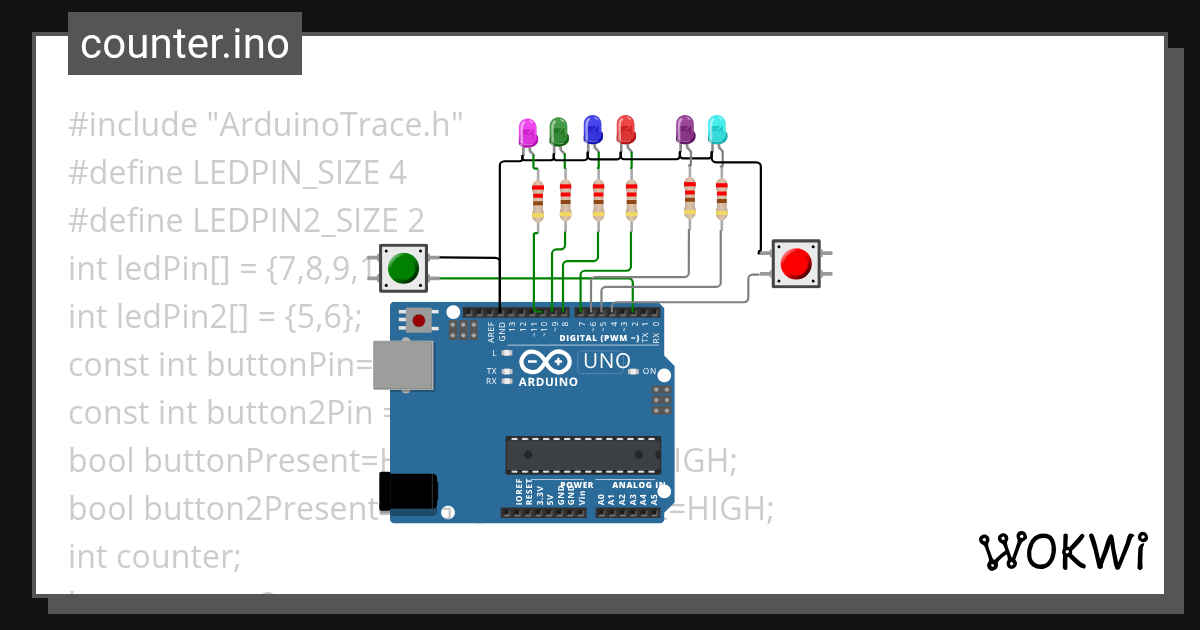 counter.ino - Wokwi ESP32, STM32, Arduino Simulator